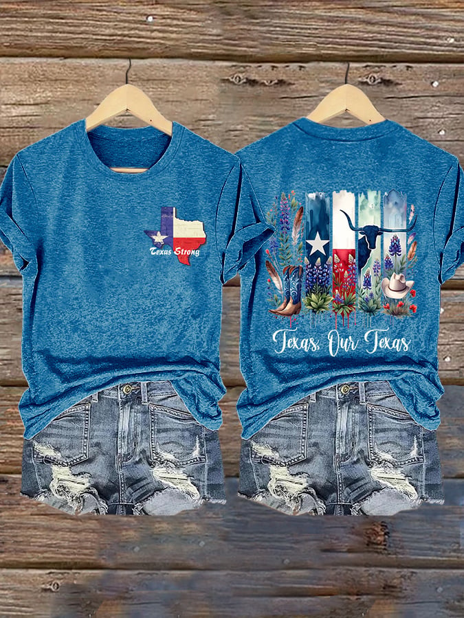 Retro Texas Strong Texas Our Texas Print T-Shirt