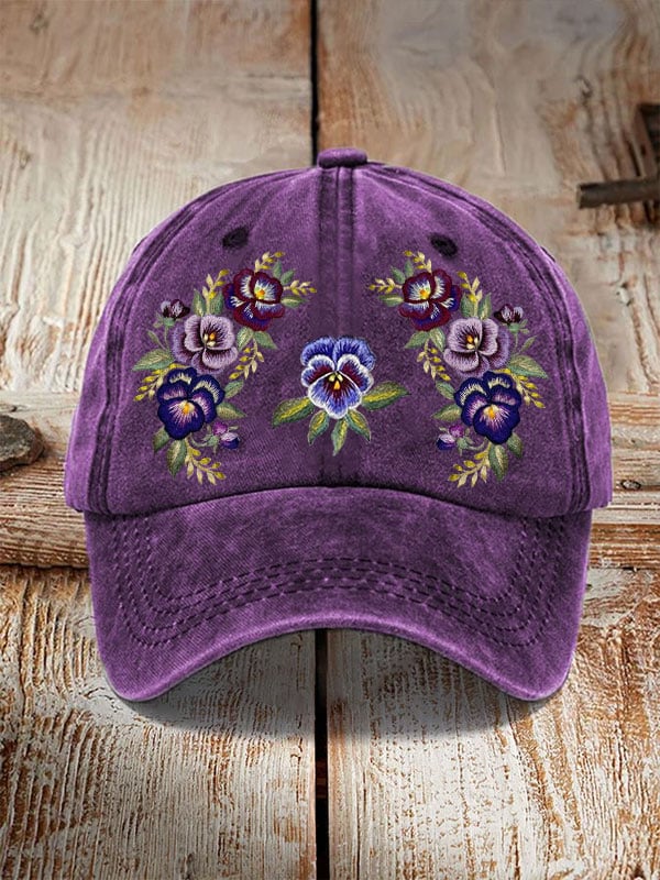 Alzheimer's Purple Floral Retro Hat