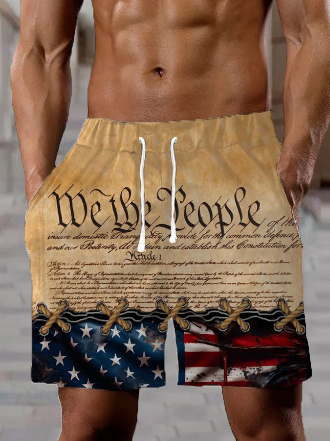 Men's 1776 We The People Printed Casual Shorts