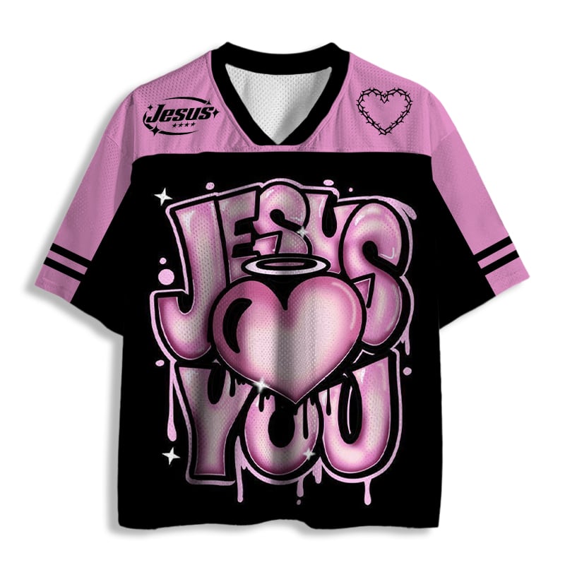 Personalized Jesus Love You Christ Christian Mesh Jersey Shirt