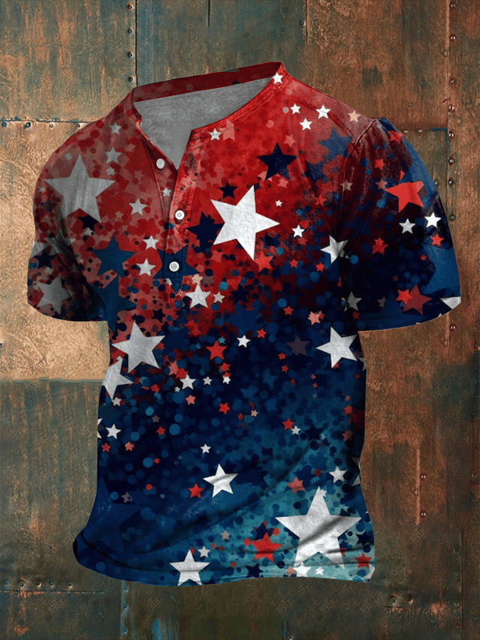 Men's Independence Day Print Henley T-Shirt