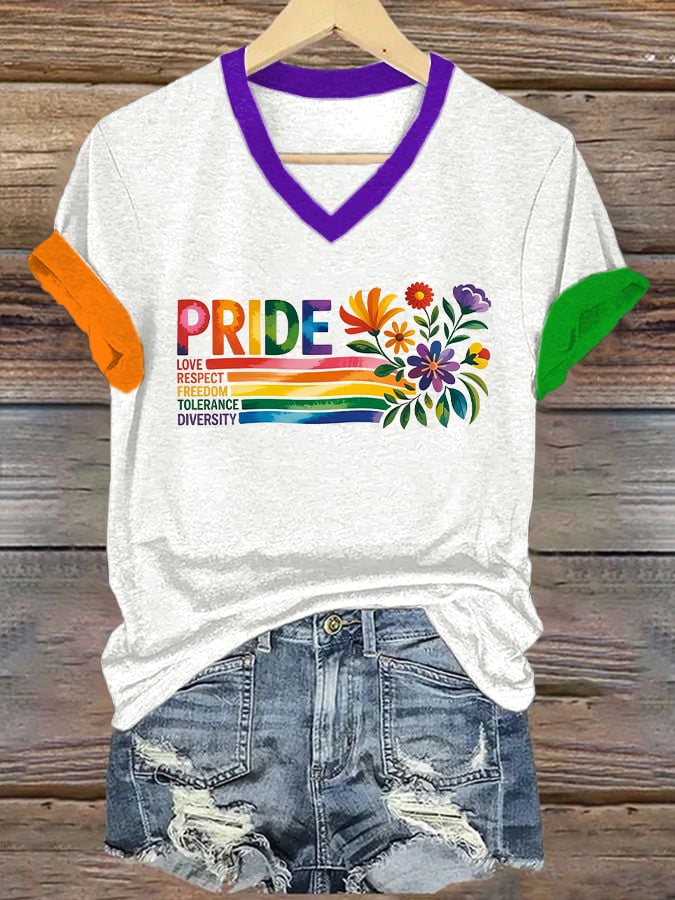 Women's Pride Love Respect Freedom Tolerance Diversity Print T-Shirt