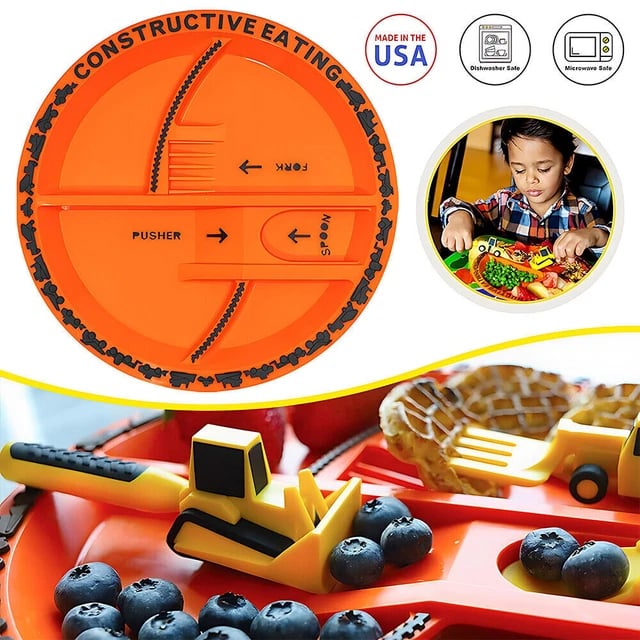 🔥LAST DAY 49% OFF - 👦🏻💫Constructive Eating Plate and Utensils Set - USA ...