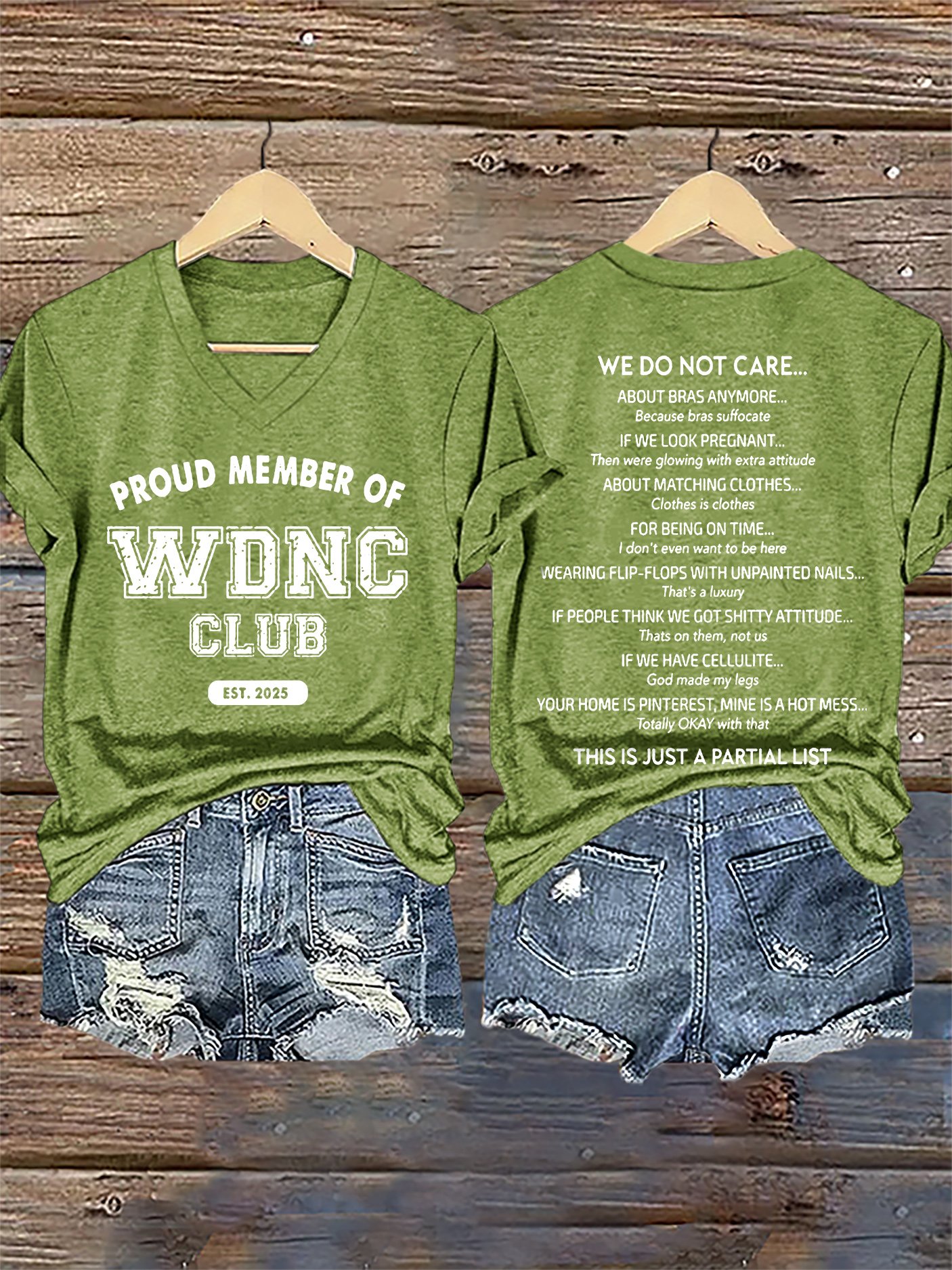 V-Neck Retro Proud Member Of WDNC Club Est. 2025 We Do Not Care Print T ...