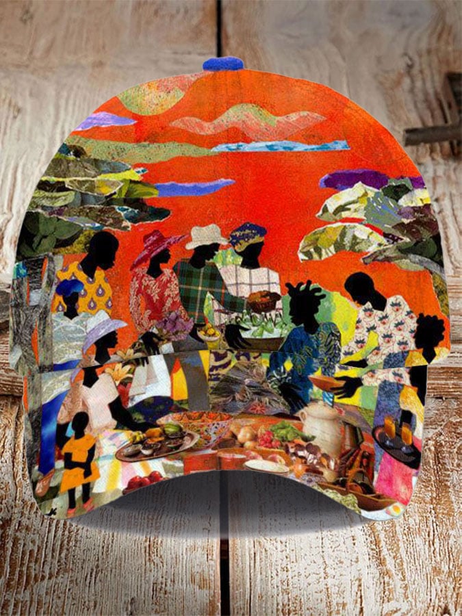 Unisex Black Juneteenth Print Casual Hat